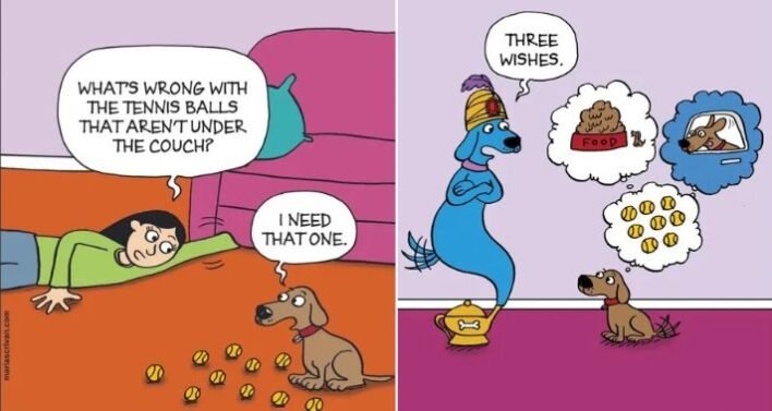 20 Single-Panel Cartoons About The Talks Between A Dog And Female Owner