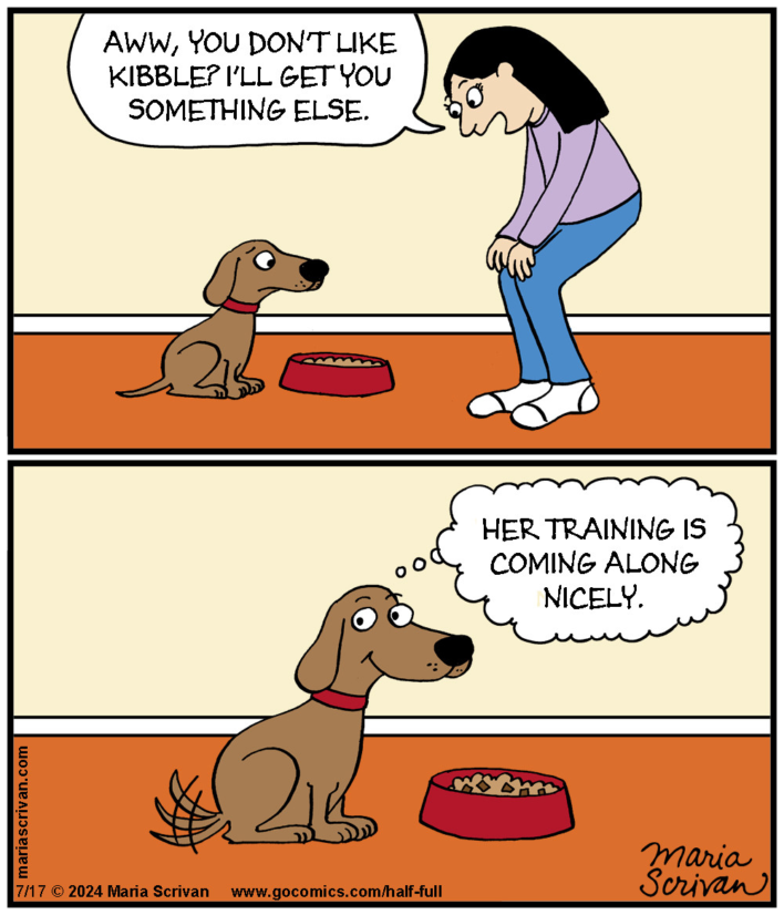 20 Single-Panel Cartoons About The Talks Between A Dog And Female Owner
